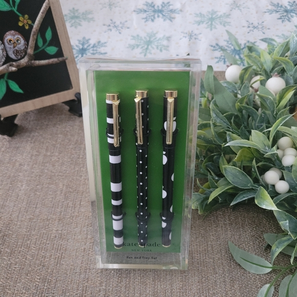 kate spade | Office | Kate Spade Pen Set With Acrylic Tray New | Poshmark
